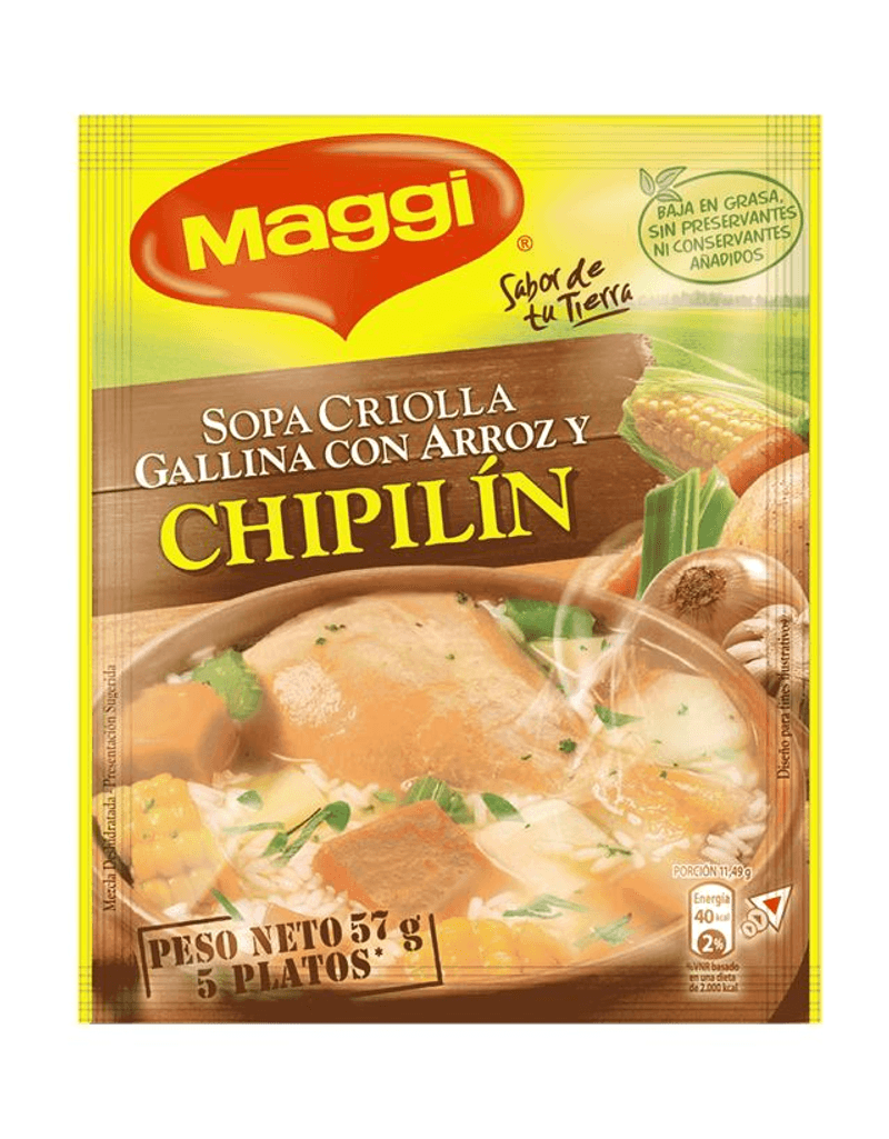 Kip - Sopa criolla de gallina con arroz y chipilin Maggi